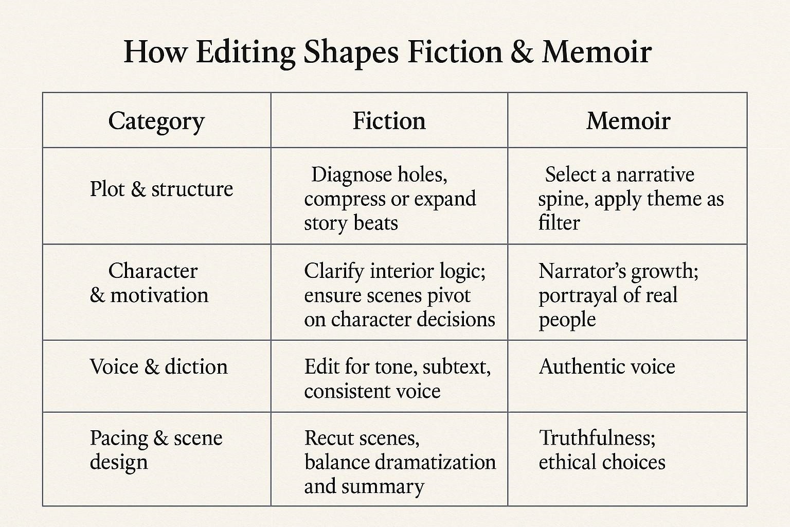Editing and Storytelling in Fiction and Memoir Writing
